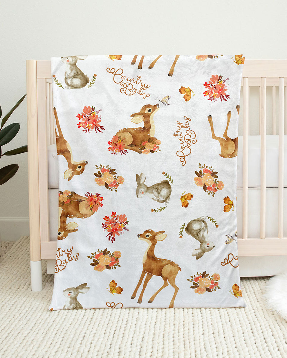 Country Baby® Faun Print 30" x 40" Plush Minky Baby Blanket – Country ...